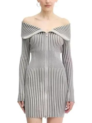 Guess Striped Zip-fastening Mini Dress - Grey