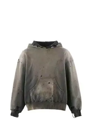 SAINT MXXXXXX Distressed Hoodie With Pouch Pocket - Grey