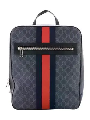 Gucci Web Zip Gg Coated Canvas Medium Backpack - Black