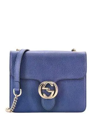 Gucci Interlocking Leather Small Shoulder Bag - Blue