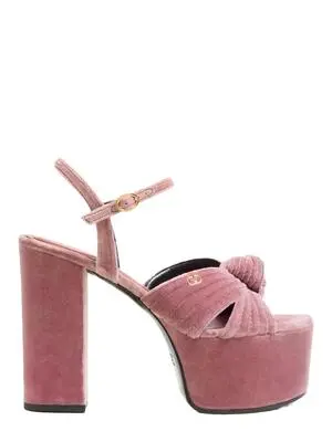 Valentino Garavani Crasher Velvet Platform Sandals - Pink