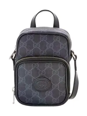 Gucci Interlocking G Patch Top Handle Gg Coated Canvas Mini Crossbody Bag - Black