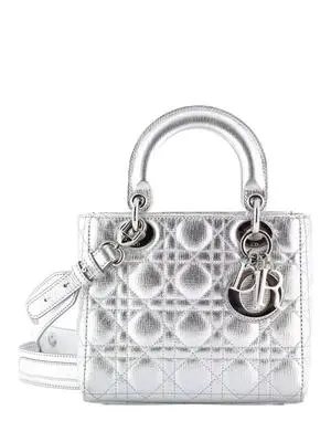 DIOR Christian Dior Pre-Owned 'My ABCDior Lady Dior' Metallic Cannage Quilt Leather Shoulder Bag