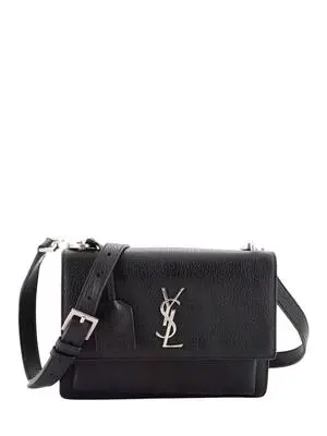Saint Laurent Sunset Satchel Medium Crossbody Bag - Black