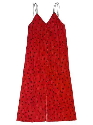 Bimba Y Lola Button-up Polka-dot Maxi Dress - Red