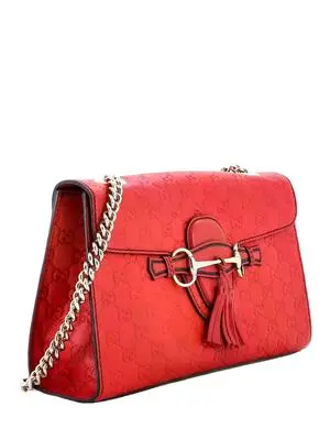 Gucci Emily Chain Flap Bag Sima Leather Medium - Red