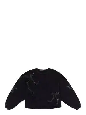 Bimba Y Lola Rhinestone Bow Sweatshirt - Black