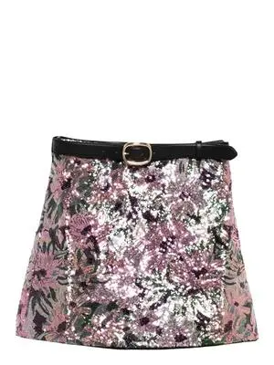 SELF-PORTRAIT Sequined Belted Mini Skirt - Pink