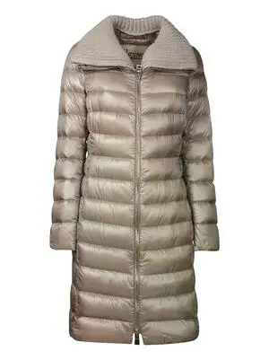 Herno Padded Jacket With Knitted Collar - Neutrals