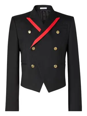 Alexander McQueen Slim-fit Double-breasted Grosgrain-trimmed Wool-twill Blazer - Black
