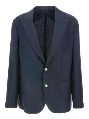 BARBA NAPOLI Peak-lapel Patch-pocket Blazer - Blue