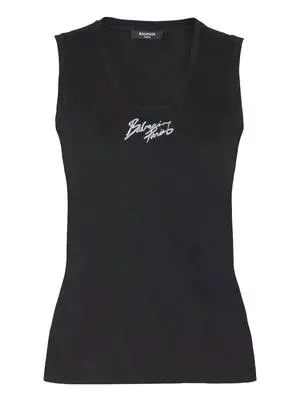 Balmain Logo-print Tank Top - Black