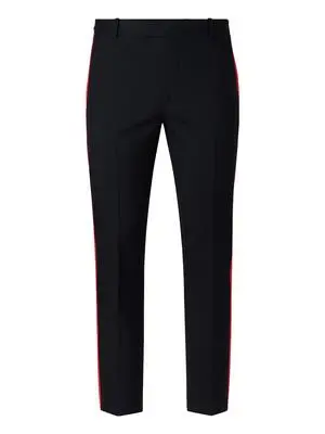 Alexander McQueen Slim-fit Straight-leg Pleated Wool Trousers - Black