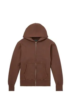 LES TIEN Garment-dyed Zip-up Hoodie - Brown