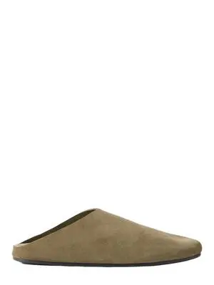 THE ROW Hudson Suede Slippers - Green