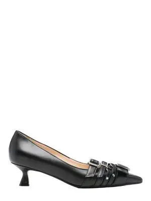 ANNA F. 45mm Buckled-strap Point-toe Pumps - Black