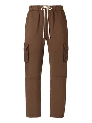 LES TIEN Straight-leg Cotton-jersey Cargo Trousers - Brown