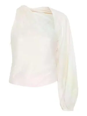 SELF-PORTRAIT Draped-sleeve Top - Neutrals