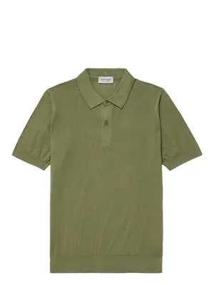John Smedley Calun Pointelle-knit Sea Island Cotton Polo Shirt - Green