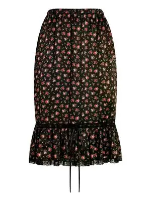 DOLCE & GABBANA Floral Ruffled Hem Midi Skirt