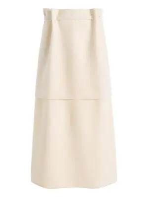 Bevza Belted Double-layer Midi Skirt - Ivory