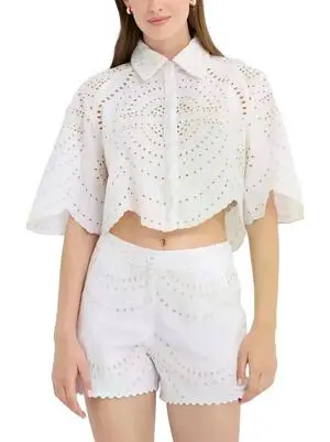 Charo Ruiz Ibiza Emmie Openwork Shirt - White