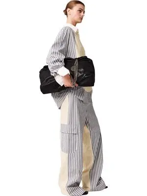 Stella McCartney Oversized Mixed Stripe Cargo Trousers - Gray/white