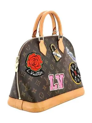 LOUIS VUITTON Alma Handbag Limited Edition Patches Monogram Canvas Pm Satchel - Brown