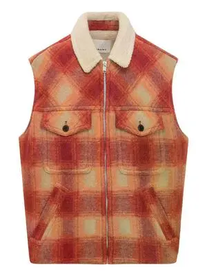 MARANT Check Pattern Gilet - Red