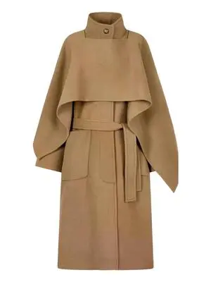 STUDIO TOMBOY Belted Wool Blend Coat - Neutrals