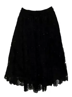 Biyan Mid-length Gathered Skirt - Black