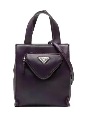 Prada 2013-2025 Nappa Front Pocket Satchel - Purple