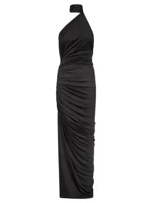 LUDOVIC DE SAINT SERNIN Halter Ruched Maxi Dress - Black