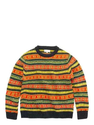 NICHOLAS DALEY Fair Isle Pattern Crew-neck Sweater - Orange