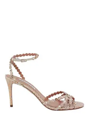 AQUAZZURA 85mm Tequilla Printed Heeled Sandals - Neutrals