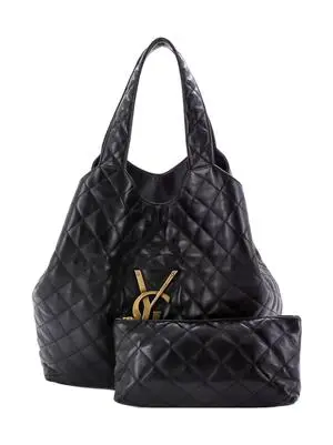 Saint Laurent Icare Shopping Quilted Leather Maxi Tote Bag - Black