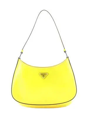 Prada Cleo Shoulder Bag Spazzolato Leather Medium Hobo Bag - Yellow