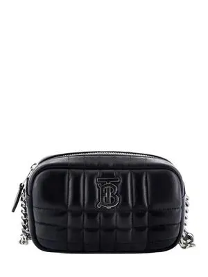 Burberry Lola Camera Mini Crossbody Bag Quilted Leather - Black