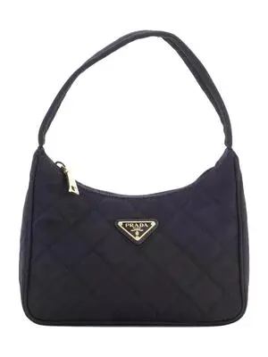 Prada Quilted Tessuto Small Hobo Bag - Black