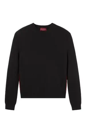 Gucci Cashmere Sweater With Web Intarsia - Black