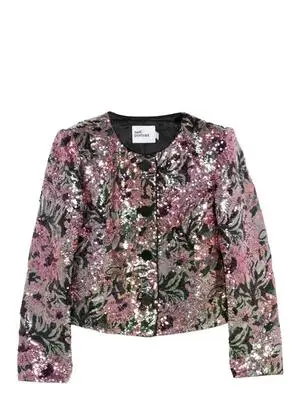 SELF-PORTRAIT Floral Sequined Jacket - Pink