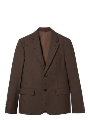 Gucci Gg Houndstooth Wool Jacquard Jacket - Brown
