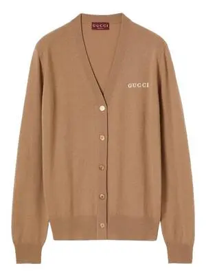 Gucci Cashmere Cardigan With Intarsia - Brown