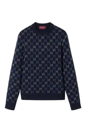 Gucci Gg Double Wool Knit Sweater - Blue