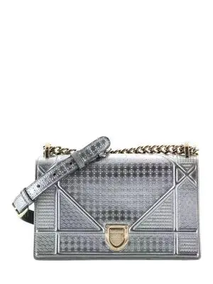 Dior Diorama Flap Bag Cannage Embossed Calfskin Shoulder Bag - Silver