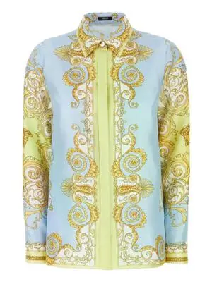 Versace Baroque-Printed Shirt Blue