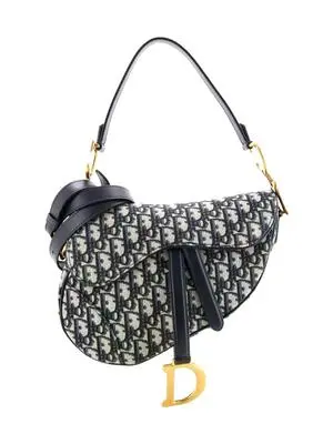 Dior Saddle Handbag With Strap Oblique Canvas Medium - Blue