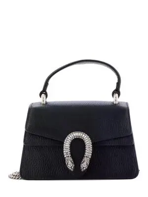Gucci Dionysus Leather Mini Satchel With Crystals - Black