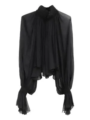 Khaite Durer Ruffled High-neck Top - Black