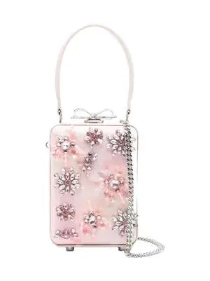 SELF-PORTRAIT Floral Embellished Top Handle Tote - Pink